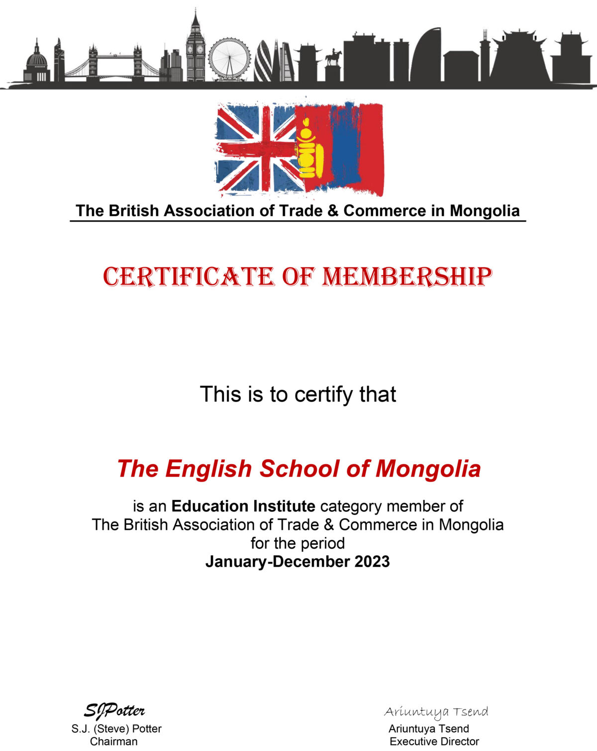 Accreditation and Certificates – The English School of Mongolia